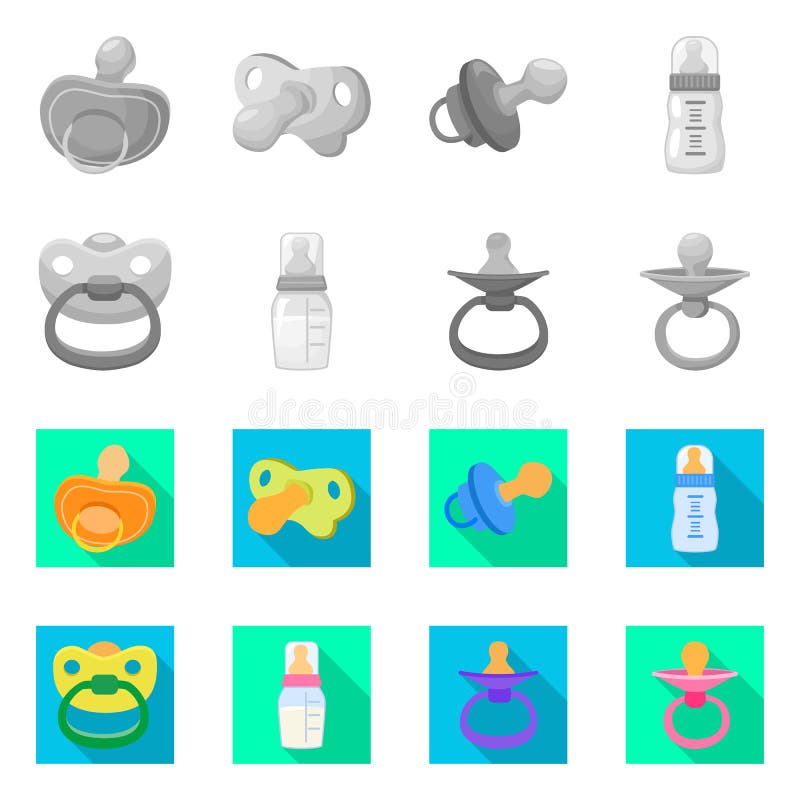 Set Soother Pacifier Icons for Newborn Babies. Seth for Girl and Boy ...