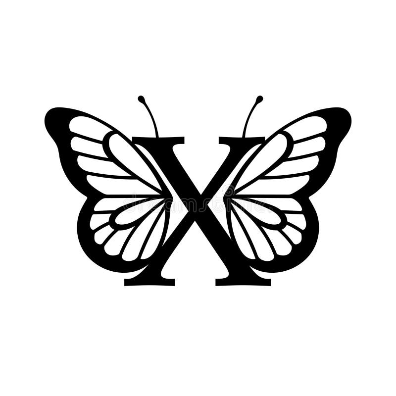 Vector Design with Split Letter X with Butterfly Wings. Modern ...