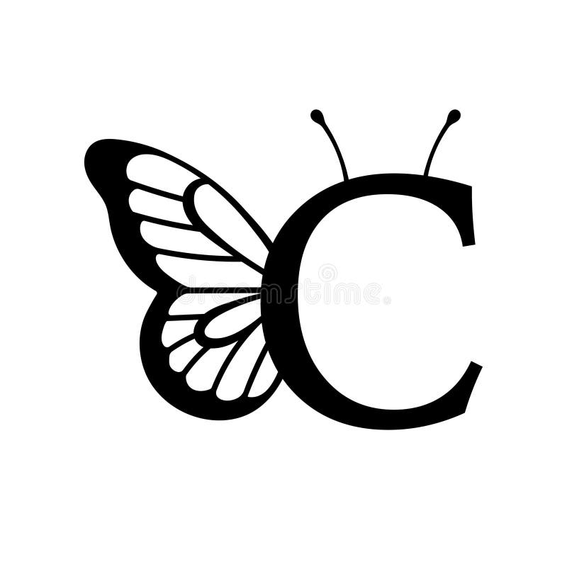 Vector Design with Split Letter C with Butterfly Wings. Modern ...