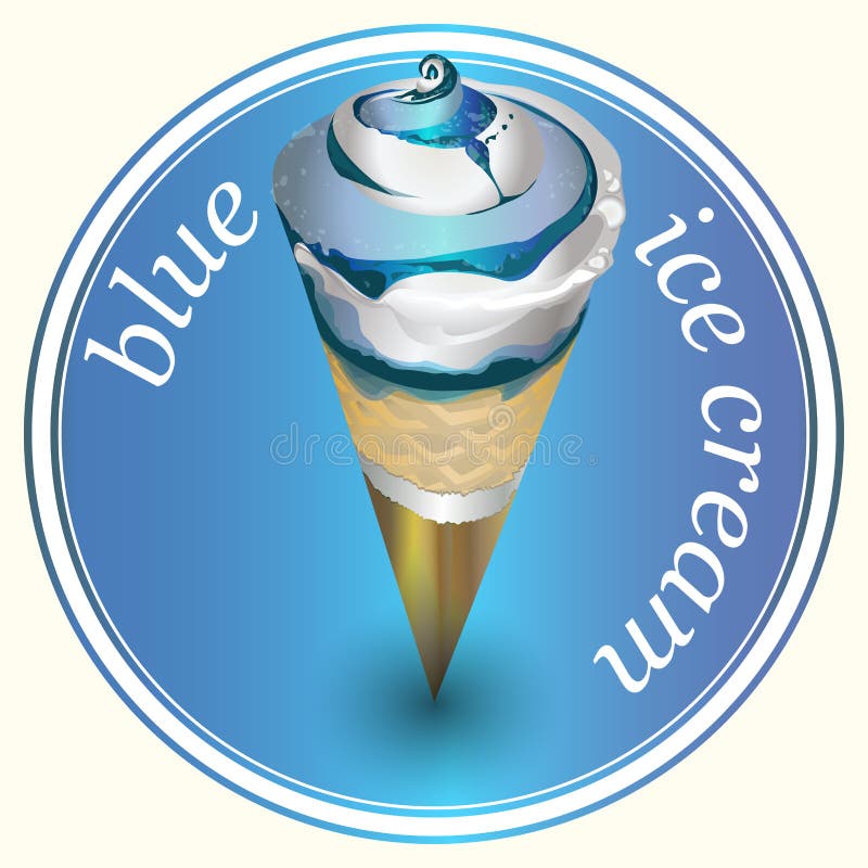 Vector Design Stickers Blue Ice Cream. Stock Vector - Illustration of ...