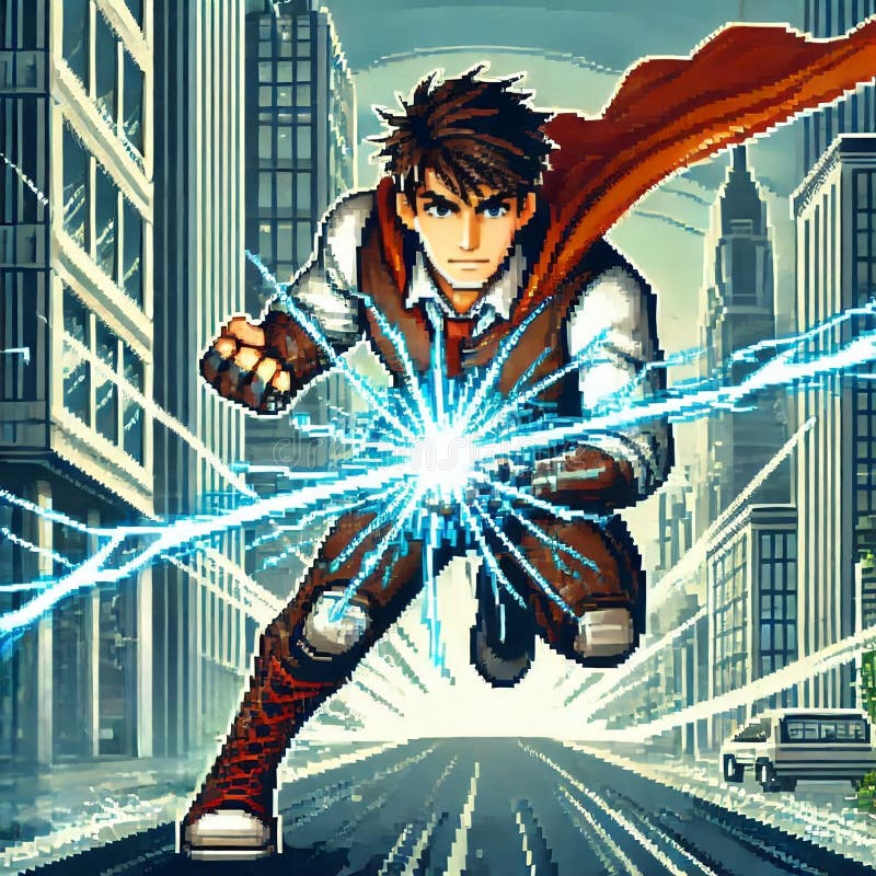 Vector Design of Super Hero Running and Emitting Electricity from His ...