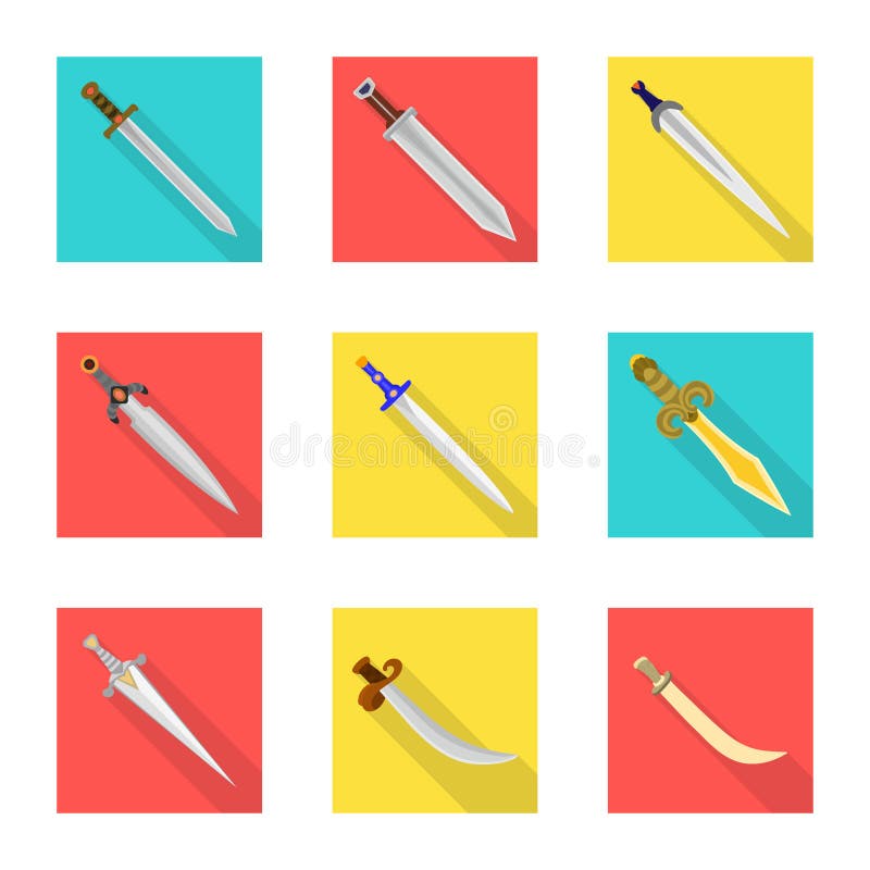 Isolated Object of and Sword Icon. Collection of and Knife Stock Vector ...