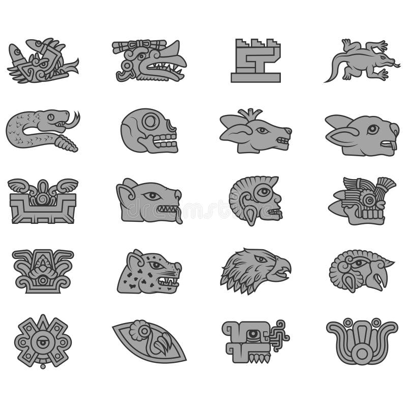 Symbolism of the Ancient Aztec Civilization Stock Vector - Illustration ...