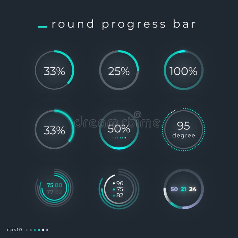 Vector Design Template of Radial Status Bars. HUD Interface Elements ...