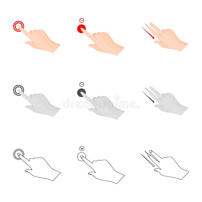 Vector Design of Touchscreen and Hand Logo. Collection of Touchscreen ...