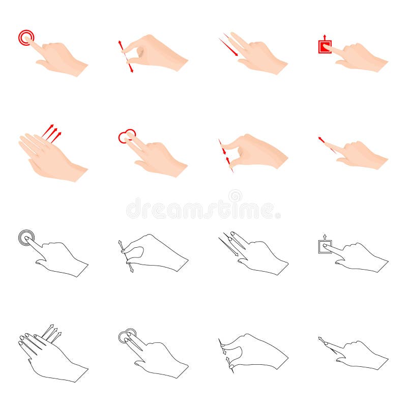 Vector Design of Touchscreen and Hand Logo. Set of Touchscreen and ...