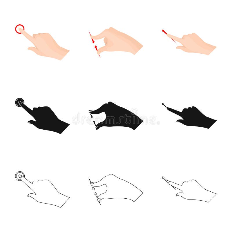 Vector Design of Touchscreen and Hand Sign. Collection of Touchscreen ...