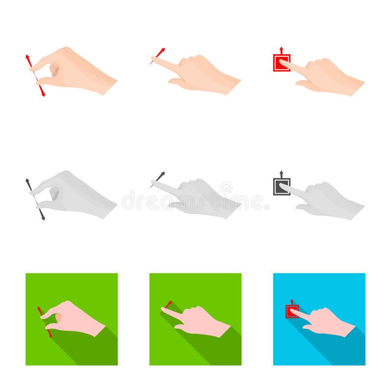 Vector Design of Touchscreen and Hand Sign. Collection of Touchscreen ...