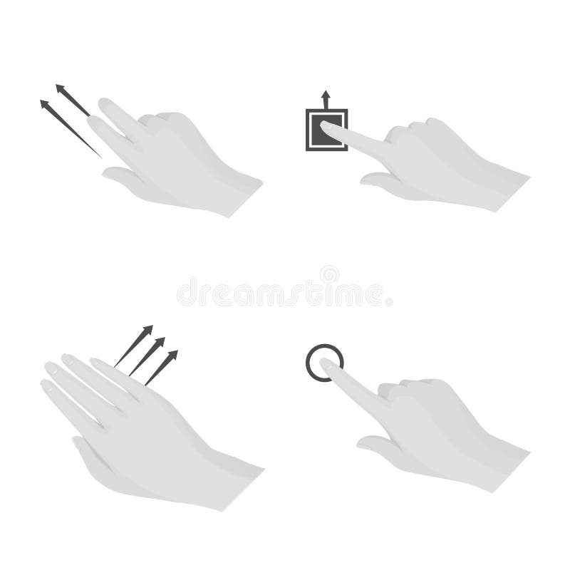 Vector Design of Touchscreen and Hand Sign. Set of Touchscreen and ...