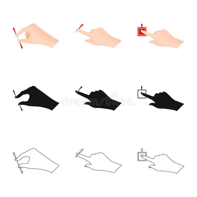 Isolated Object of Touchscreen and Hand Symbol. Collection of ...