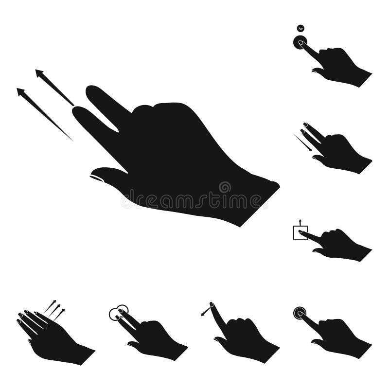 Vector Design of Touchscreen and Hand Sign. Set of Touchscreen and ...