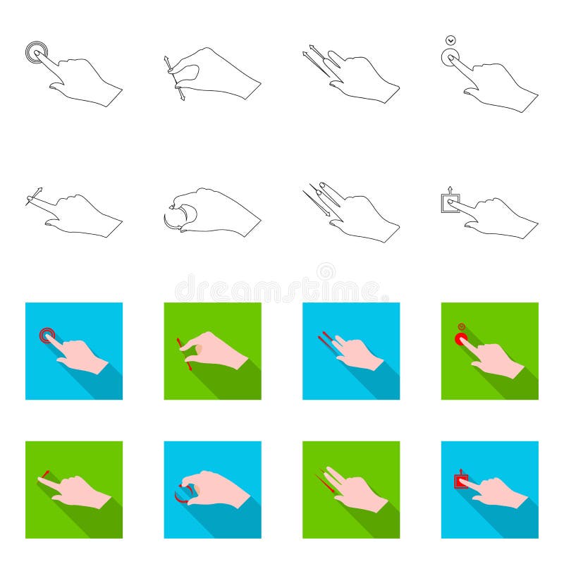Vector Design of Touchscreen and Hand Symbol. Collection of Touchscreen ...