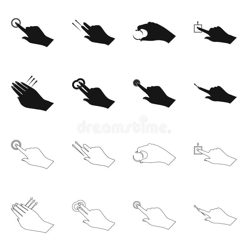 Vector Design of Touchscreen and Hand Symbol. Set of Touchscreen and ...