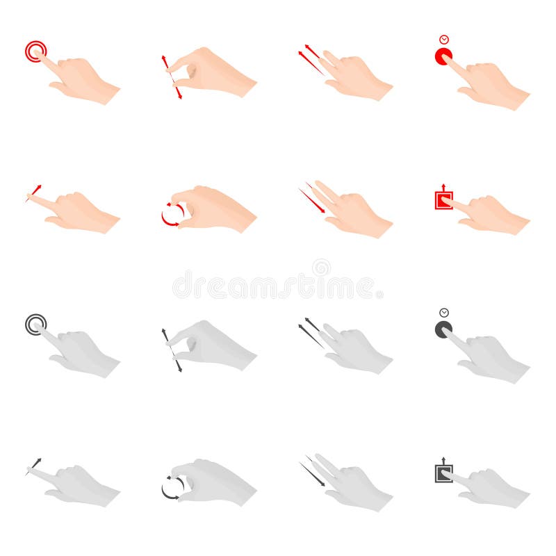 Vector Design of Touchscreen and Hand Symbol. Set of Touchscreen and ...