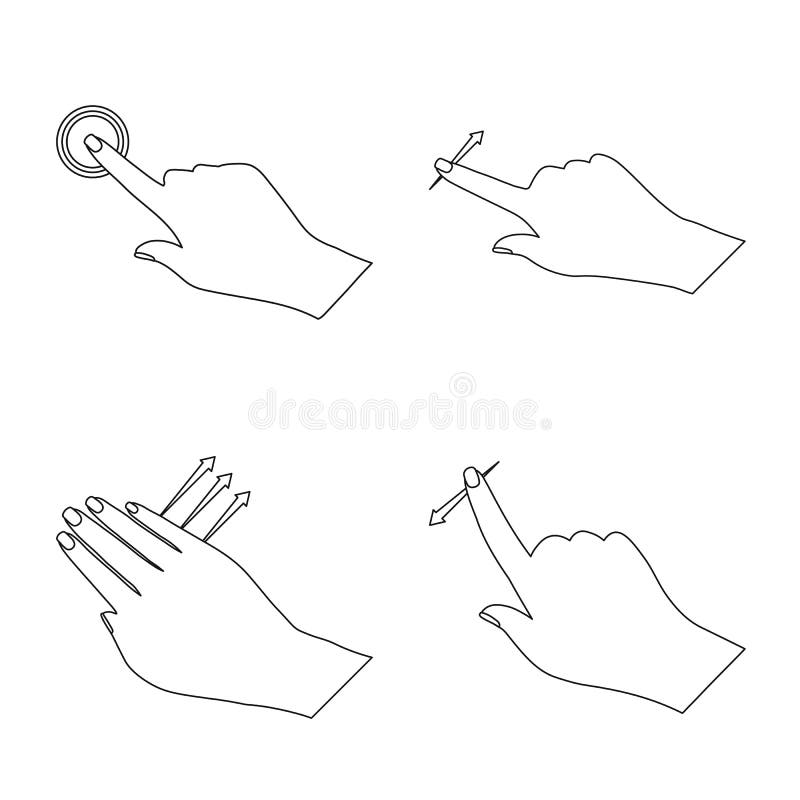 Vector Design of Touchscreen and Hand Symbol. Set of Touchscreen and ...