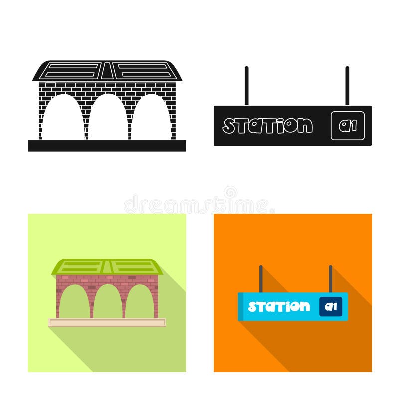 Isolated Object of Train and Station Logo. Collection of Train and ...
