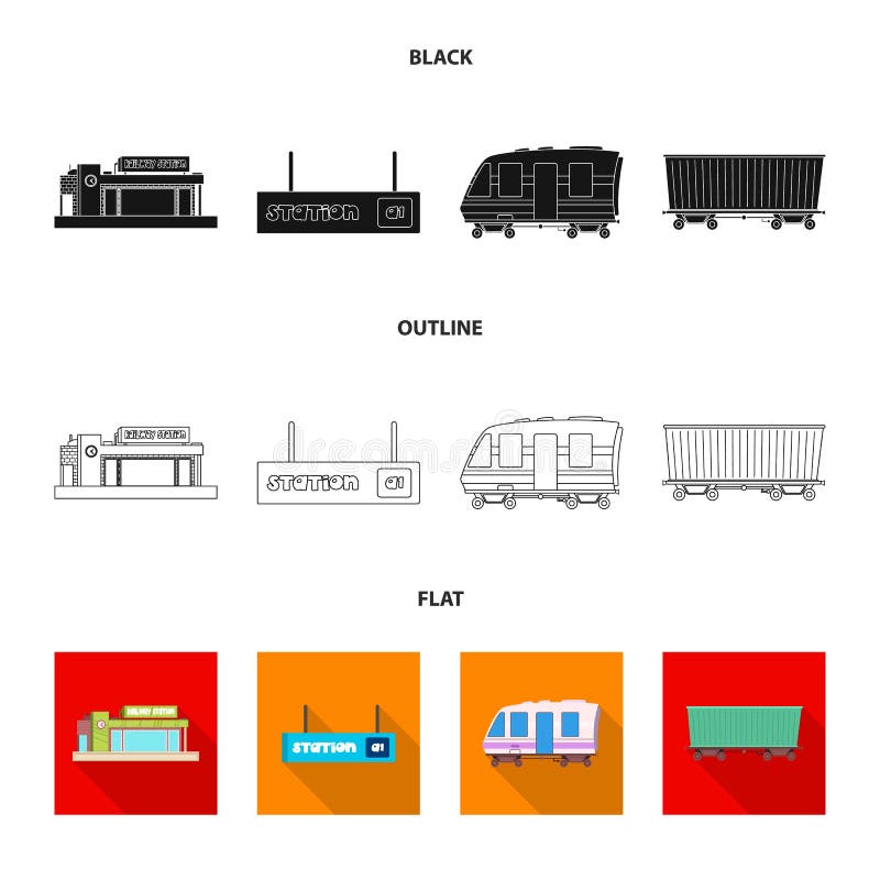 Vector Design of Train and Station Symbol. Set of Train and Ticket ...