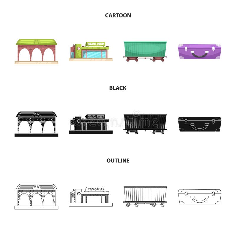 Isolated Object of Train and Station Icon. Collection of Train and ...