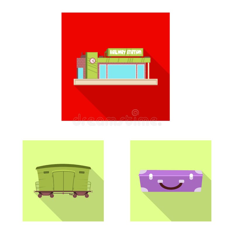 Isolated Object of Train and Station Icon. Collection of Train and ...
