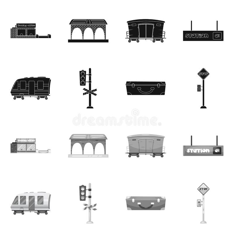 Isolated Object of Train and Station Icon. Collection of Train and ...