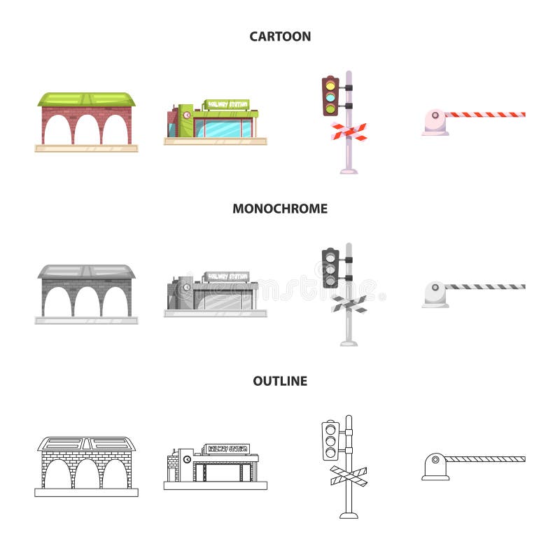 Isolated Object of Train and Station Icon. Collection of Train and ...
