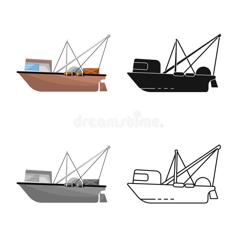 Vector Design of Trawler and Ocean Logo. Collection of Trawler and Hull ...