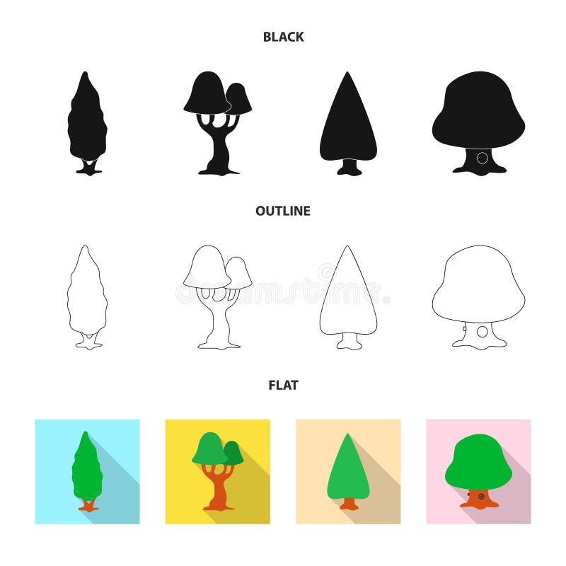Isolated Object Of Tree And Nature Icon Set Of Tree And Crown Stock