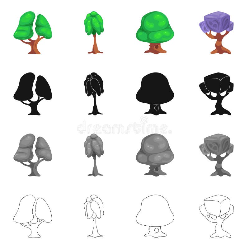 Isolated Object Of Tree And Nature Icon Collection Of Tree And Crown