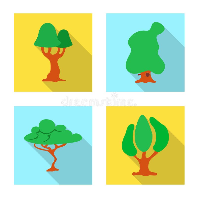 Isolated Object of Tree and Nature Icon. Collection of Tree and Crown ...