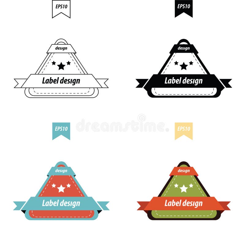 Vector Design Triangle Label Set Stock Vector - Illustration of ...
