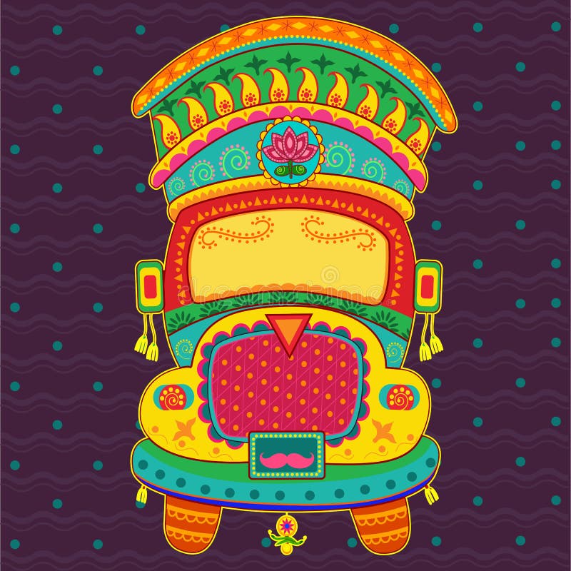 Indian and Pakistani Truck Art Design, Jingle Trucks Seamless Vector ...