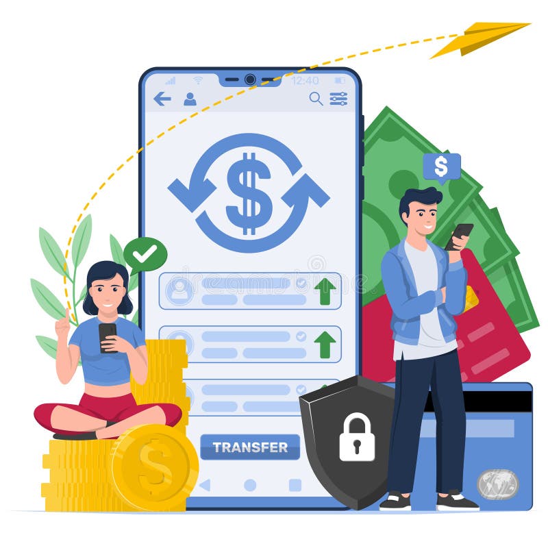 Two People Making a Money Transfer Stock Vector - Illustration of ...