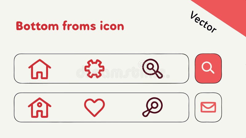 Bottom Menu Icons, Vector Design UI Navigation Elements. Vector Design Generative AI Stock ...