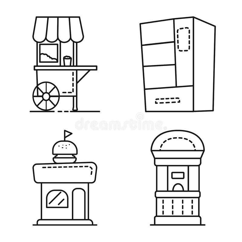Isolated Object of Vending and Public Icon. Collection of Vending and ...