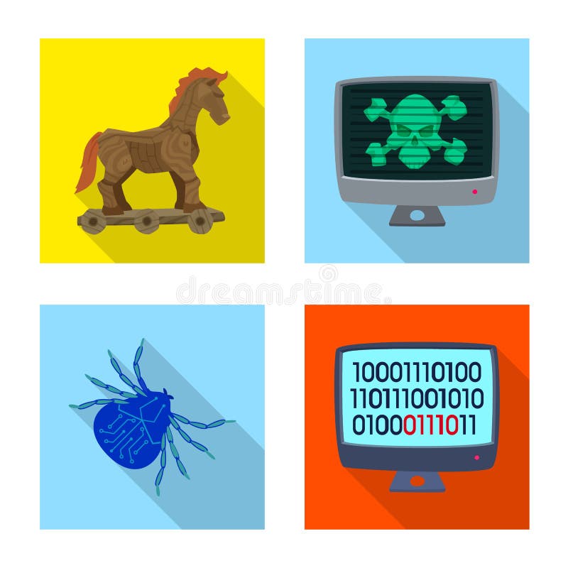 Vector Design of Virus and Secure Icon. Collection of Virus and Cyber ...