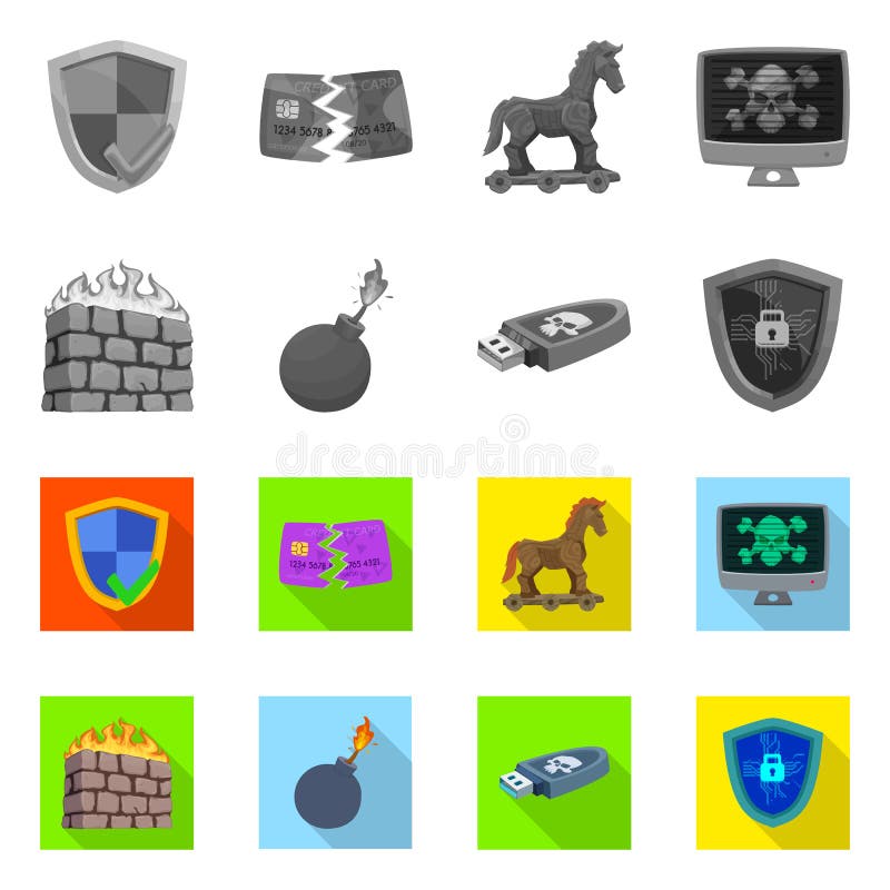 Vector Design of Virus and Secure Icon. Set of Virus and Cyber Stock ...