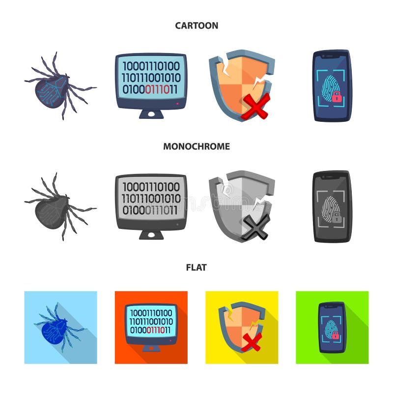 Vector Design of Virus and Secure Icon. Set of Virus and Cyber Stock ...