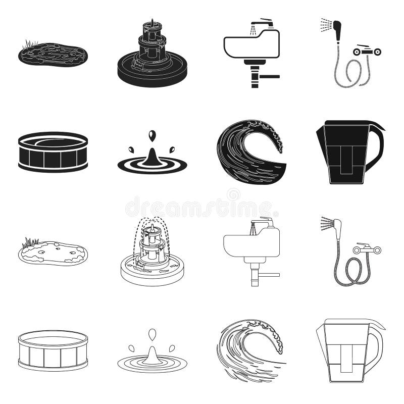 Vector Design of Water and Drop Symbol. Set of Water and Splash Stock ...