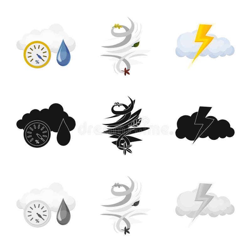 Vector Design of Weather and Climate Logo. Set of Weather and Cloud ...