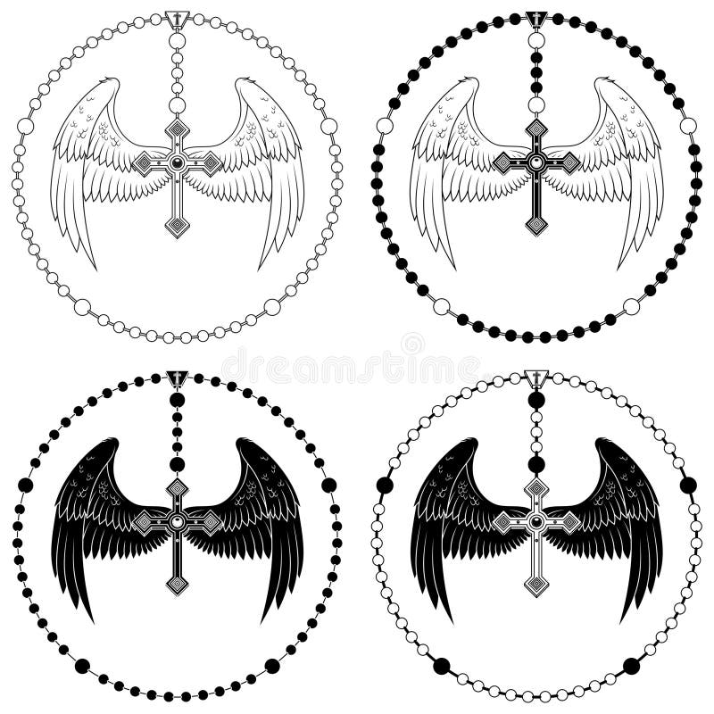 Winged Cross with Christian Rosary Stock Illustration - Illustration of ... Winged Cross with Christian Rosary Stock Illustration - Illustration of ...