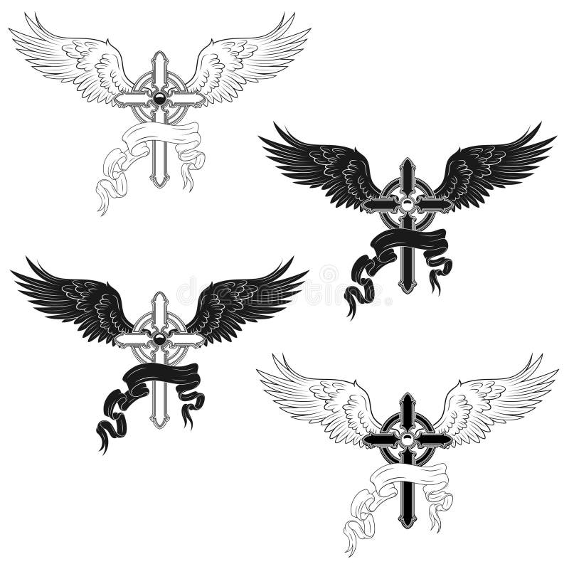 Winged Christian Cross Vector Design Stock Vector - Illustration of ... Winged Christian Cross Vector Design Stock Vector - Illustration of ...