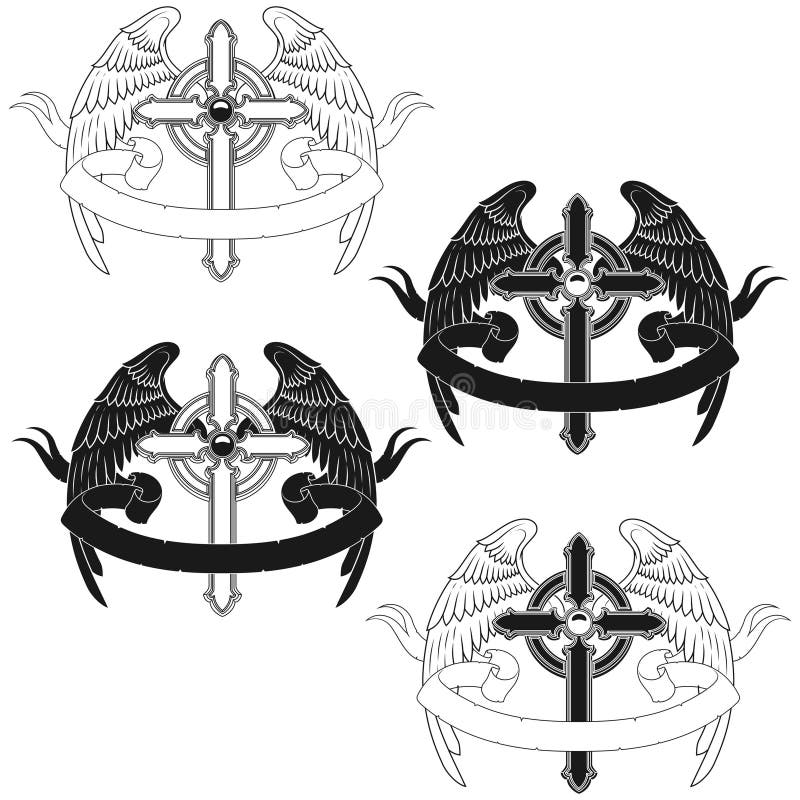 Winged Christian Cross Vector Design Stock Vector - Illustration of ... Winged Christian Cross Vector Design Stock Vector - Illustration of ...