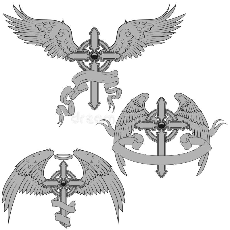 Winged Christian Cross Vector Design Stock Vector - Illustration of ... Winged Christian Cross Vector Design Stock Vector - Illustration of ...