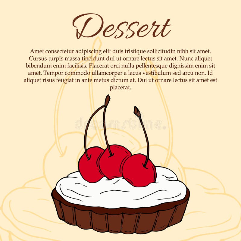 Dessert Flyer Template. Cakes Card Illustration for Design and Web ...