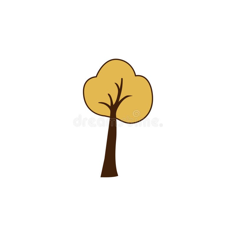 Vector Detached Tree Linden with Yellow Leaves Icon. Vector Small Tree ...