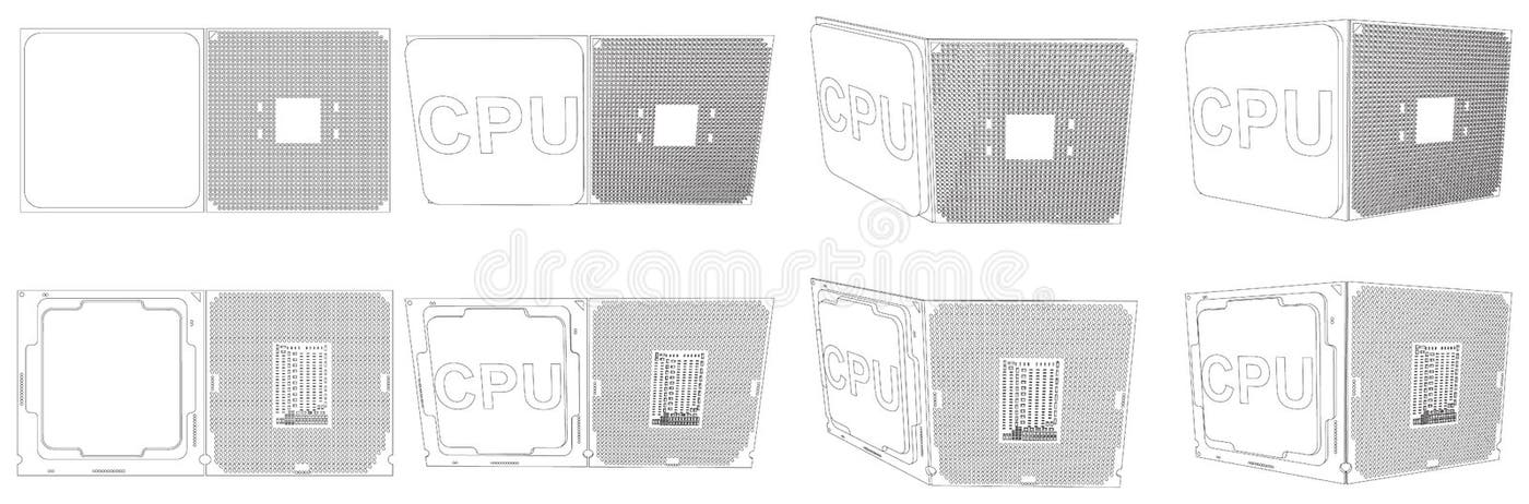 Cpu Outline Realistic Stock Illustrations – 100 Cpu Outline Realistic ...