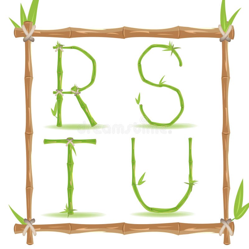 Vector Determinado De La Letra Del Verde De Bambú E Del Alfabeto Stock ...