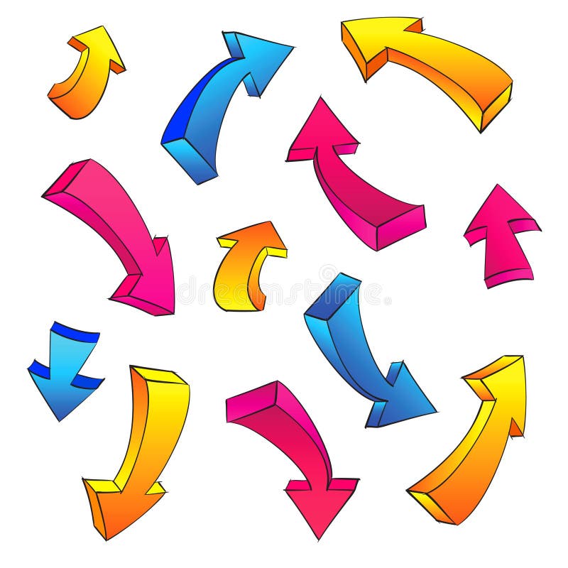 Conjunto De Flechas 3D Con Vector De Color Ilustración del Vector ...