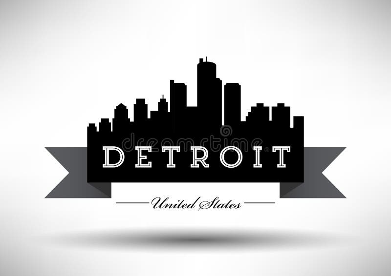 Vector Detroit Skyline Design Stock Illustration - Illustration of ...