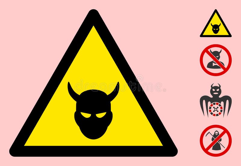 Vector Devil Head Warning Triangle Sign Icon Stock Illustration ...